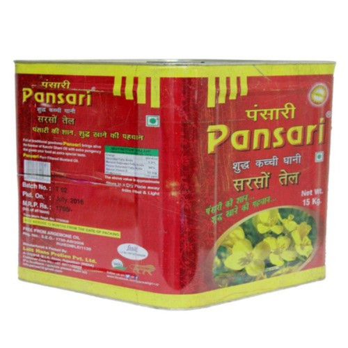 Pansari Edible Kachi Ghani Mustard Oil (KGMO) Tin 15L