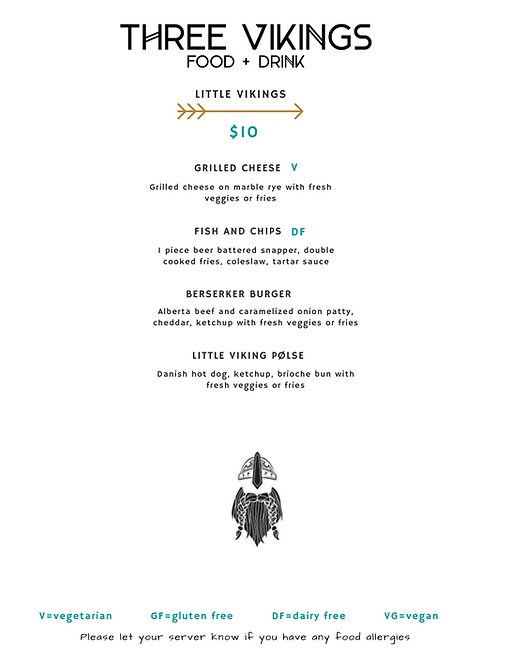 Menu | Three Vikings Pub