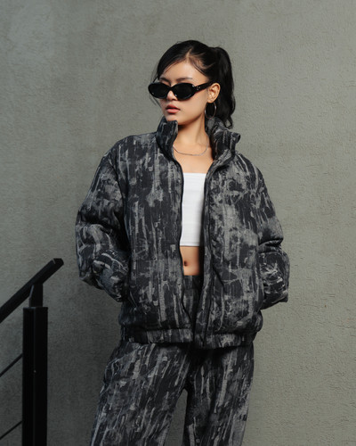 HUBA Distressed Puffer Jacket - Black | HUBA