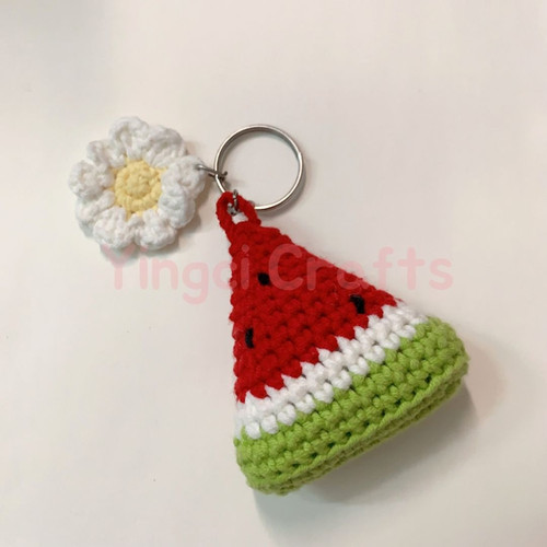 Watermelon Keychain with Flower Crochet Pattern | Yingci Crafts