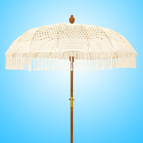 Cream hand knotted Macrame Parasol | baliparasol.com