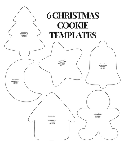 6 Christmas Cookie Shape Templates - Applique, Bunting, Decorations ...