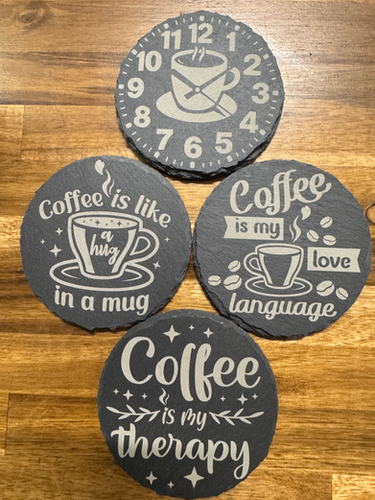 Four 4" Circle Slate Coasters | BeyondLaserEngraving