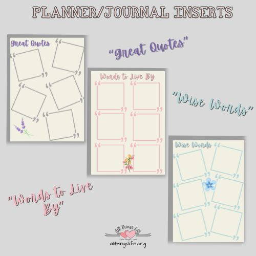 "Great Quotes" Planner Inserts - Digital Download | All Things Life