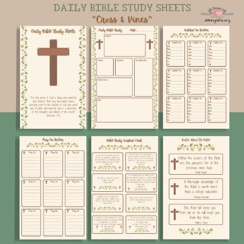 Cross & Vines - Daily Bible Study Sheets - Digital Download | All ...