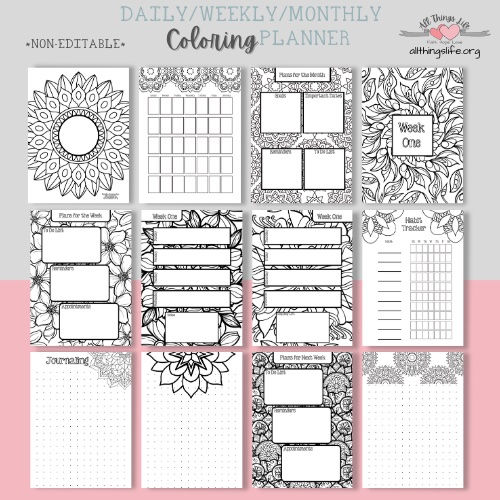 "Coloring Planner" - Daily/Weekly/Monthly Planner - Digital Download ...