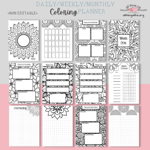"Coloring Planner" - Daily/Weekly/Monthly Planner - Digital Download ...