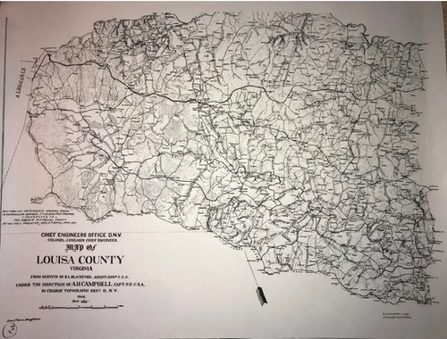 1863 Louisa County Map by Corps of Engineers, CSA | Louisa County