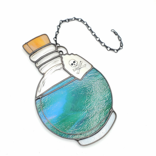 Poison Handpainted Potion Bottle Stained Glass | Magic Hour Glass