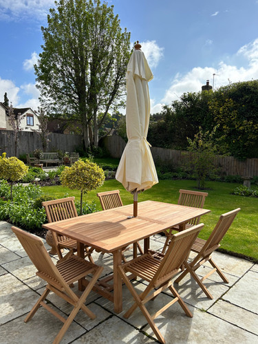 Teak Ascot Rectangle Solid Set With Folding Chairs | Teak Furniture Sales