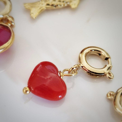 Bijoux en Corail Corse - Charms Cœur en Or Plaqué 14 Carats