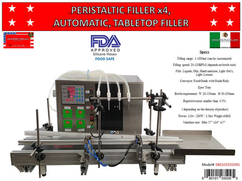 Peristaltic Filler 4x1000 Automatic Table Top Rental | Pro-Fill Inc