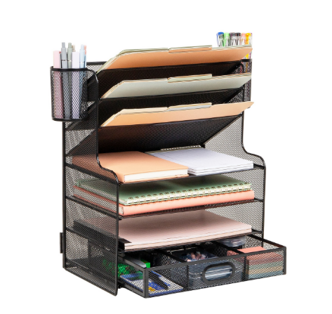 Mind Reader 6-Compartment Mesh Desk Organizer, 16"H x 9"W x 17-1/4"D ...
