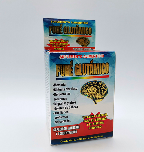 Puré Glutámico Vitaminas para el Cerebro 100 Tabletas La Fuerza de la ...