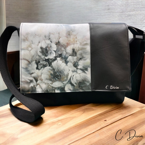Sac Marjorie fleurs grises | c-divin
