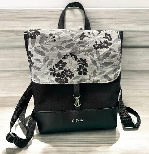 Sac a dos Léa fleurs argentés | c-divin