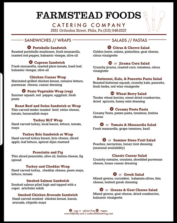 Sandwitches & Salads | Farmstead Foods | Philadelphia, PA