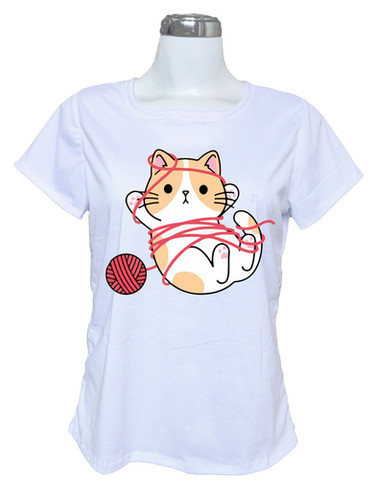 Playera gato kawaii estambre | Dutu tallas extras