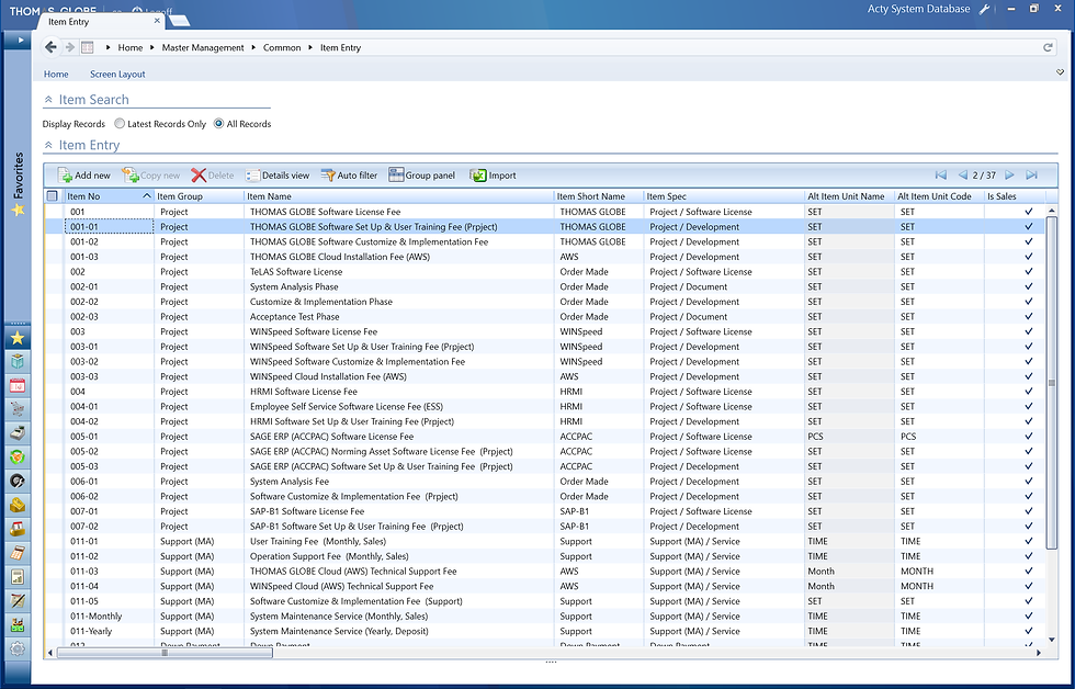 工場向け会計/ERPシステム THOMAS GLOBE | ACTY SYSTEM THAILAND