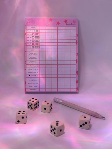 Zock Block – Würfelspiel-Set bestehend aus Spielblock, fünf Würfeln und ...