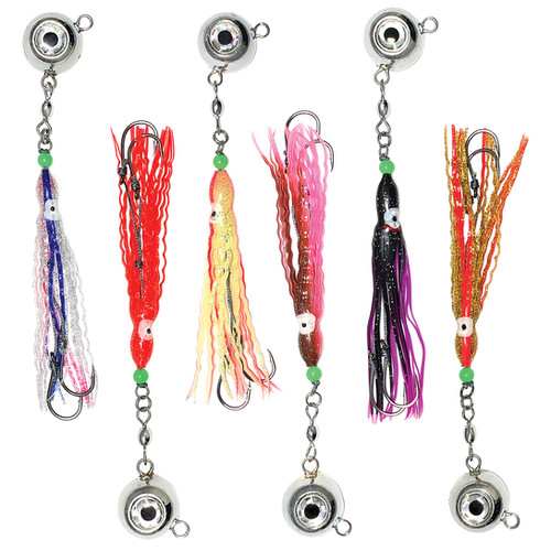 4oz Fluke Ball Jigs w/Hoochie Stinger Rigs 6 Sets | Sanhu Tackle
