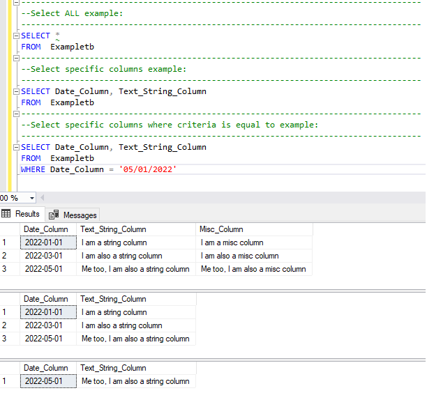 SSMS How to pull data (Simple, single table)