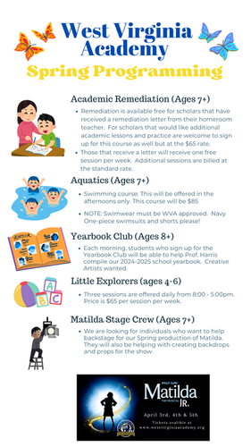 Spring Break Programming | WV Academy, Ltd.