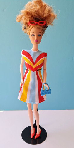 Barbie Clothes - Mod Striped Dress and Accessories | Wild Blue Dolls