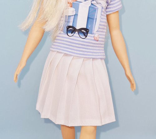 My First Barbie Clothes - White Pleated Skirt | Wild Blue Dolls