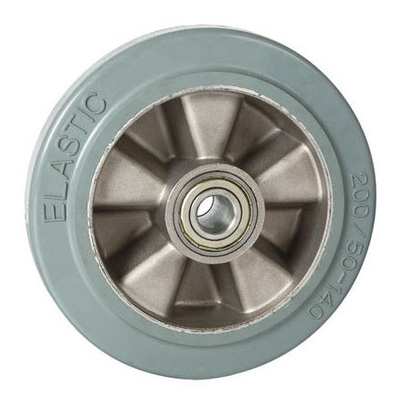 Grey elastic rubber tyre | Aluminium centre | Belfast | Castormart Ltd