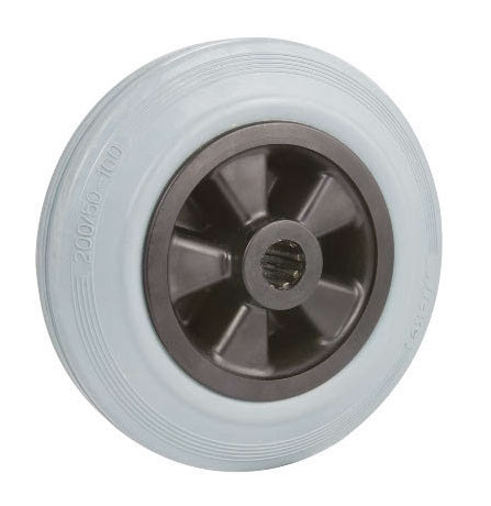 Grey solid rubber tyre | Plastic centre | Belfast | Castormart Ltd