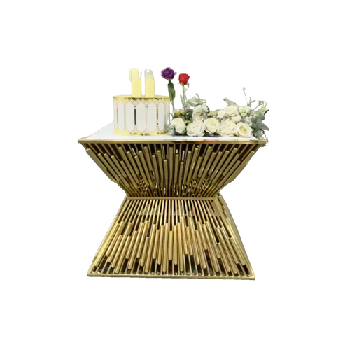 Square Spiked Cake Table (Gold) | Idr Decor Rentals