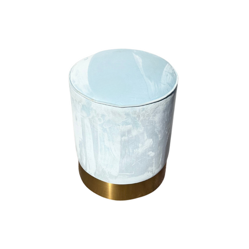 Baby Blue/Gold Ottoman | Idr Decor Rentals