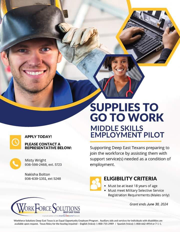 Work Force Solutions has received a grant to offer supplies to go to work!