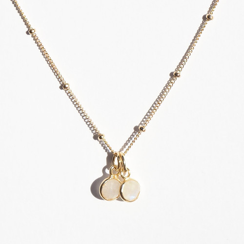 Lara Necklace | Moonstone Drops + 14k Gold-filled Beaded Chain | navy ...