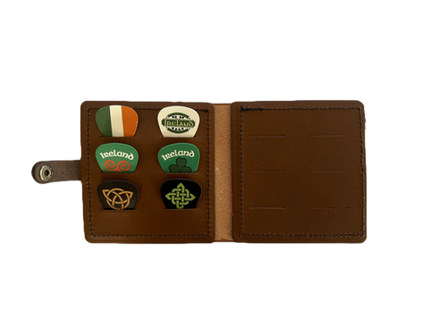 Celtic Leather Guitar Pick Wallet with 6 picks | Irish Music Gifts