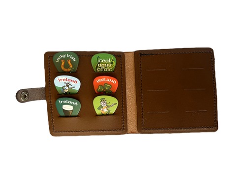 Celtic Leather Guitar Pick Wallet with 6 picks | Irish Music Gifts