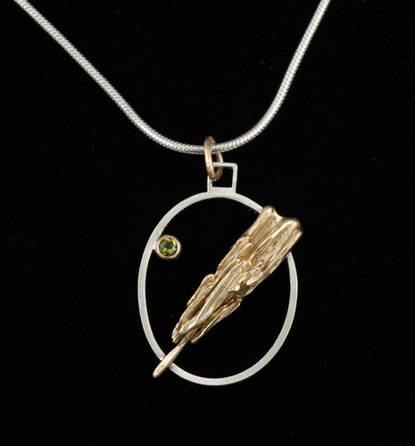 Arrow gold and silver broom casting pendant with tourmaline - Anvil ...