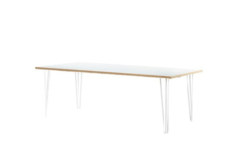 White Dining Table with White Hairpin Legs | darbyandgrey