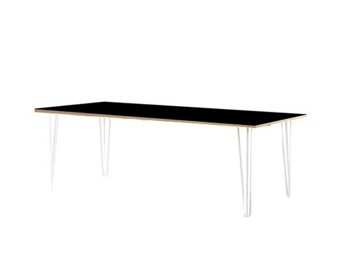 Black Dining Table with White Hairpin Legs | darbyandgrey