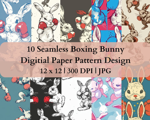 10 Seamless Boxing Bunny Digital Transfer Paper Pattern Design | Staple ...