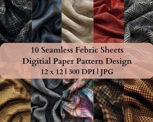 10 Seamless Fabric Sheets Digital Transfer Paper Pattern Design ...