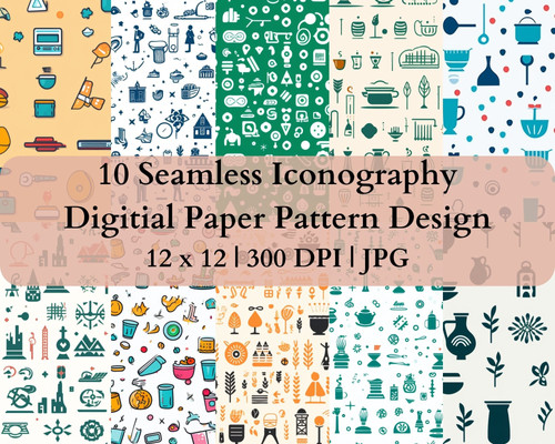 10 Seamless Iconography Digital Transfer Paper Pattern Design | Staple ...