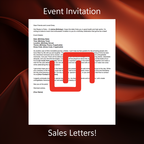 Birthday Event Invitation Google Document Sales Letter Template ...