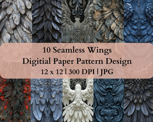 10 Seamless Wings Digital Transfer Paper Pattern Design | Staple Templates