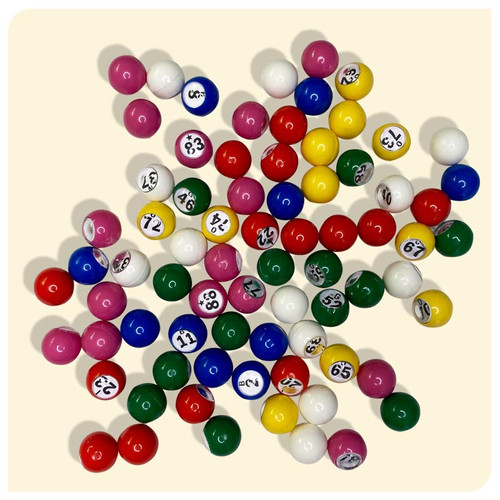 Resin Raffle Marbles MULTI-COLOURED (22mm) 1-90 | Ranford Bingo | NZ