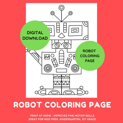 Printable Robot 1 Coloring Page: Fun Art for Kids | Fancy Pencils