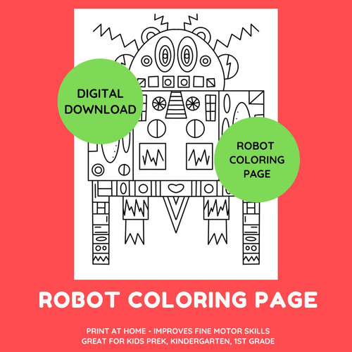 Creative Robot 2 Coloring Page for Kids: Printable Art | Fancy Pencils