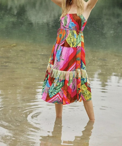 Farm Rio Palila Fringed Midi Dress | 10Thirteen Vintage