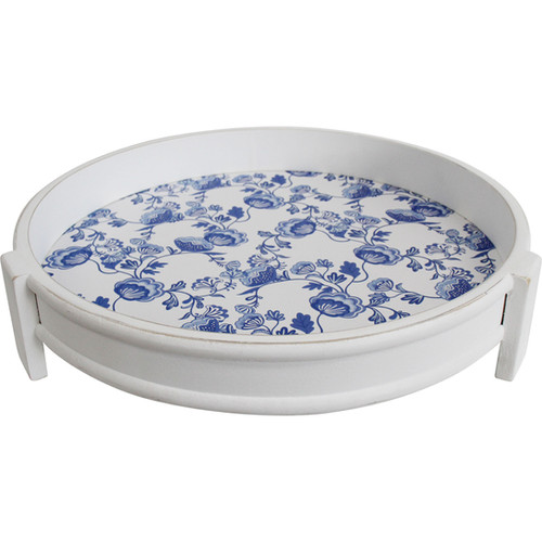 Tray Round Blue/White | The Blue Hare